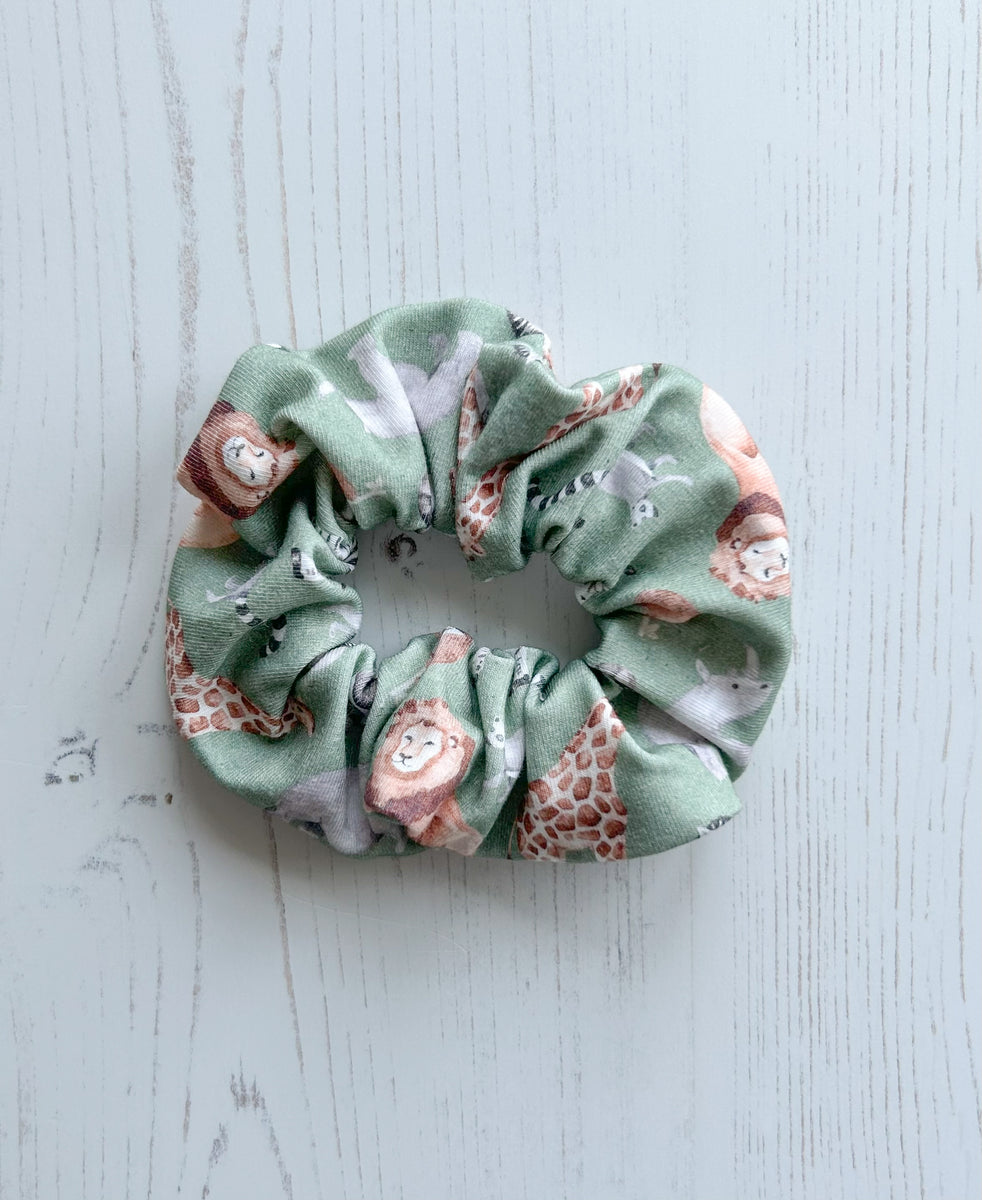 Organic Green Safari Animals Hair Scrunchie | Wonder & Wren – Wonder ...